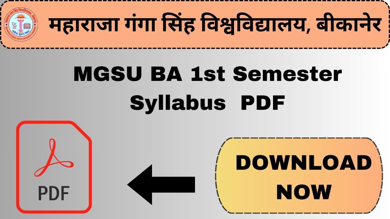 MGSU BA 1st Semester Syllabus 2025 pdf Download : MGSUWALA