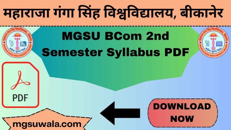 MGSU BCom 2nd Semester Syllabus 2025 pdf Download : MGSUWALA